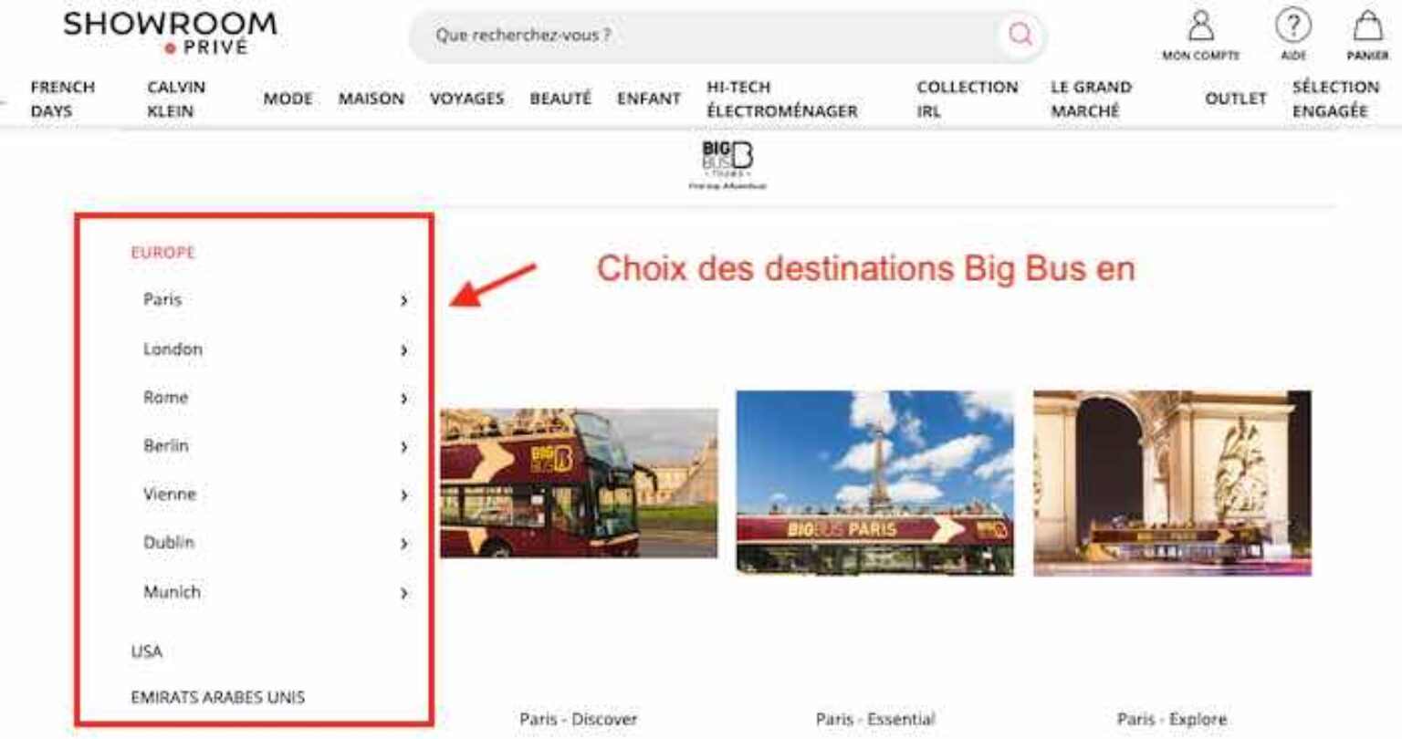 Vente privée BigBus : réduction Bus à impériale hop-on hop-off (Paris ...